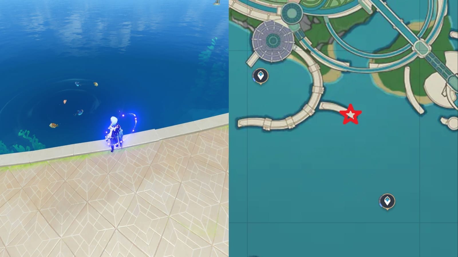 Genshin Impact Fontaine Fishing Locations with Fish Species