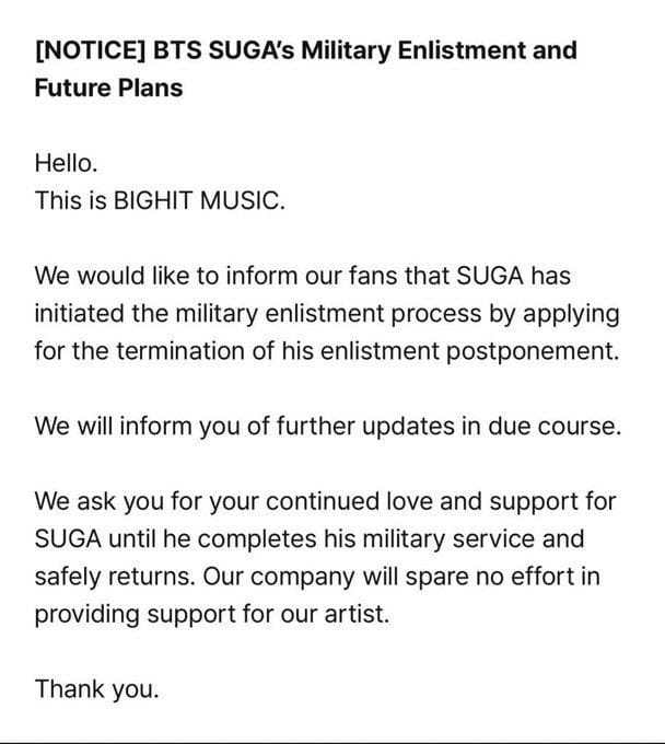 "The future is going to be all right": BTS’ SUGA’s fans react as BIG HIT MUSIC announces the ...