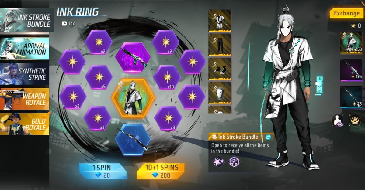 Free Fire MAX Ink Ring Luck Royale guide: Get Ink Stroke bundle, price ...