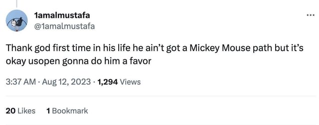 "First time in his life he ain’t got a Mickey Mouse path," "Love it ...