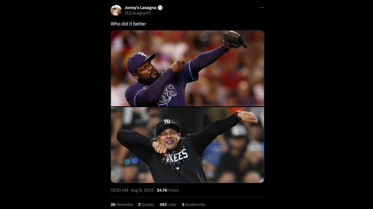 Aaron Boone's animated mimicry of umpire initiates meme fest from MLB fans