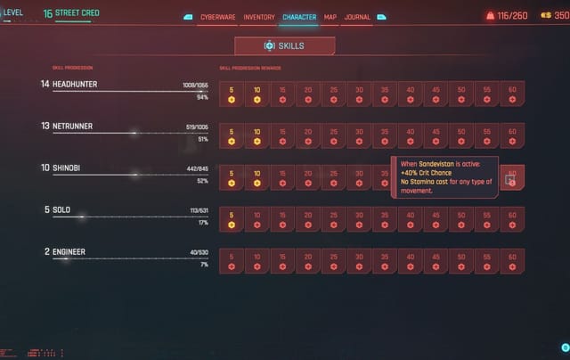 Cyberpunk 2077 Phantom Liberty: All Shinobi skill progression levels ...