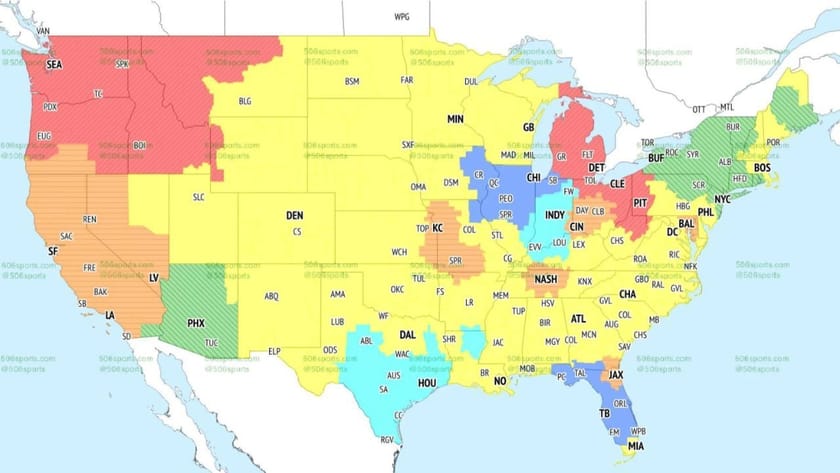 NFL Week 2 Coverage Map 2023: TV schedule, channel and broadcast ...