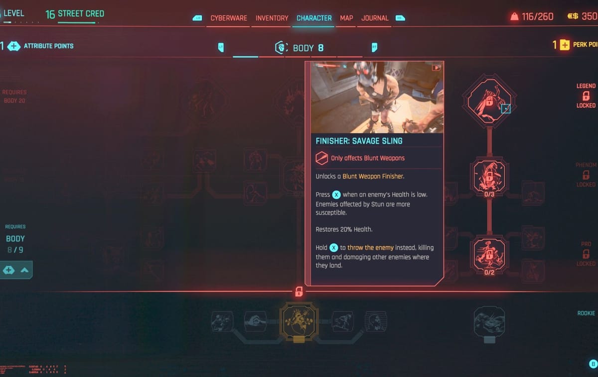 Cyberpunk 2077 Phantom Liberty: All Body perks and Attribute ...