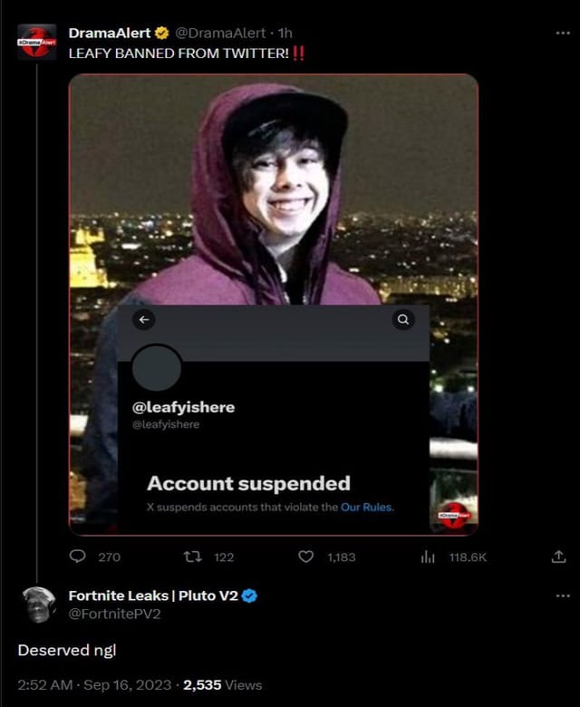 Controversial YouTuber LeafyIsHere has once again been banned from X