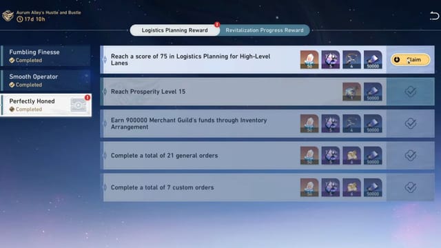 Honkai Star Rail Logistics Planning: High-level score 45, 75, 90 guide