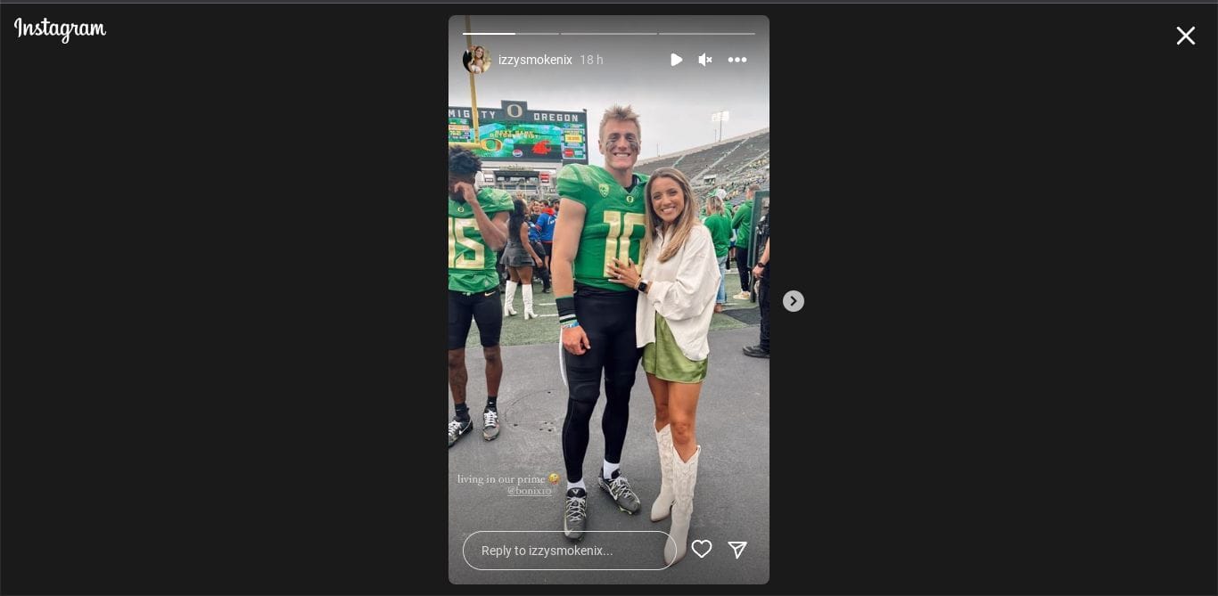 “Living in our prime” - Oregon QB Bo Nix’s wife, Izzy Smoke, takes a shot at Deion Sanders ...