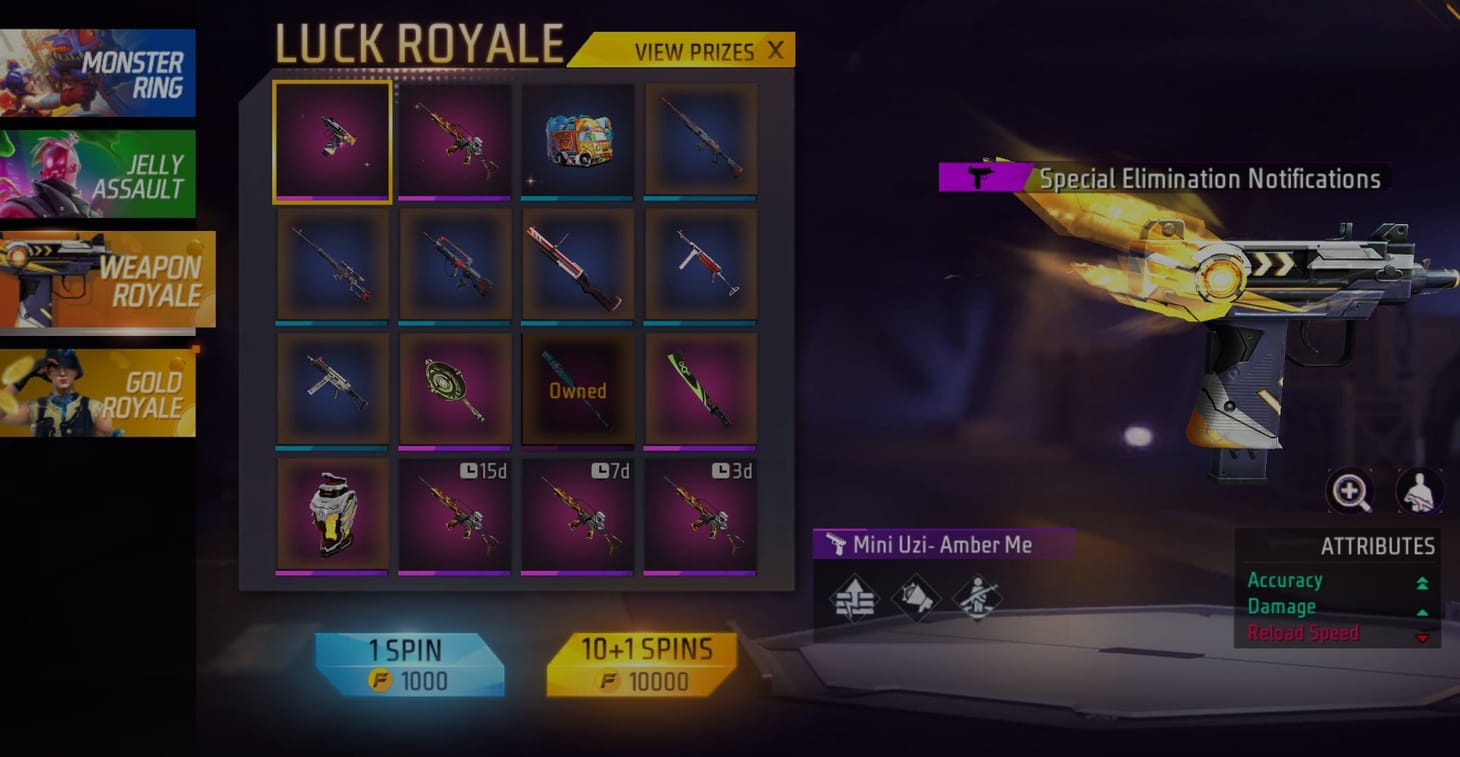 List of all weapons in Free Fire