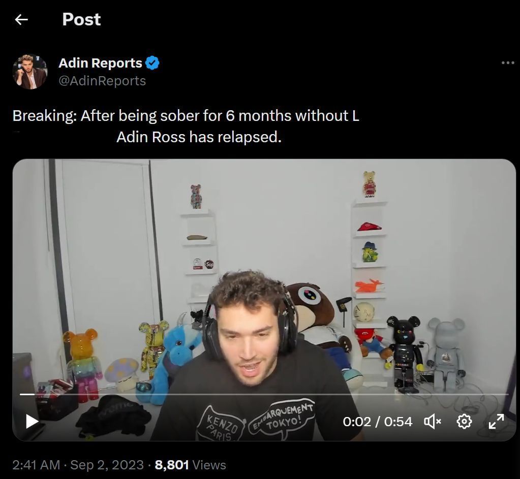 "I did that back-to-back": Adin Ross reveals that he relapsed and did l ...