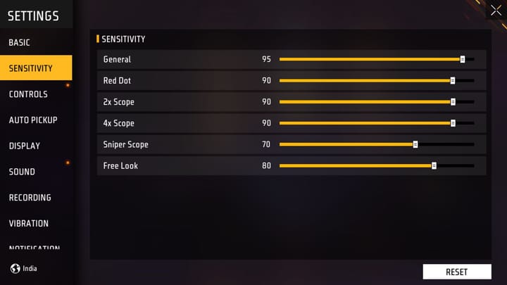 Free Fire India: Best sensitivity to use for more headshots
