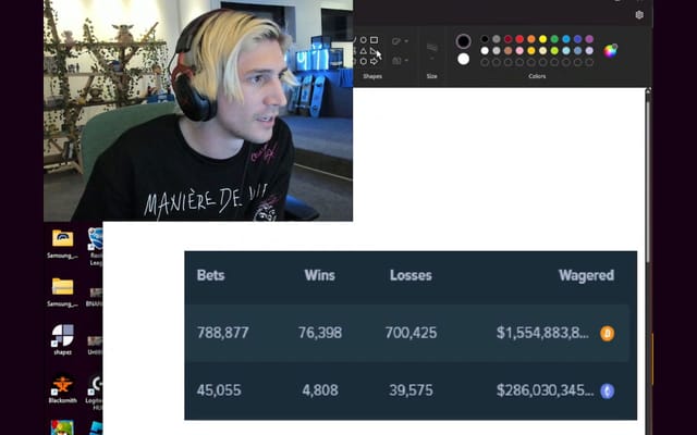 xQc reveals he has wagered $1.5 billion on Stake, showcases his win-loss ratio