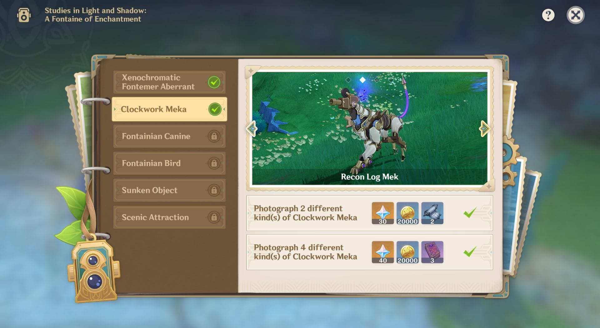 Genshin Impact: Photograph 4 different kinds of Clockwork Meka