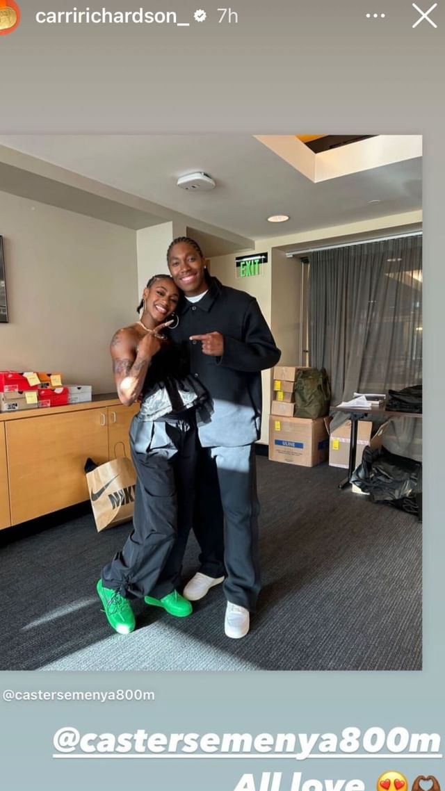 Sha'Carri Richardson meets Caster Semenya amid the 800m runner’s ...