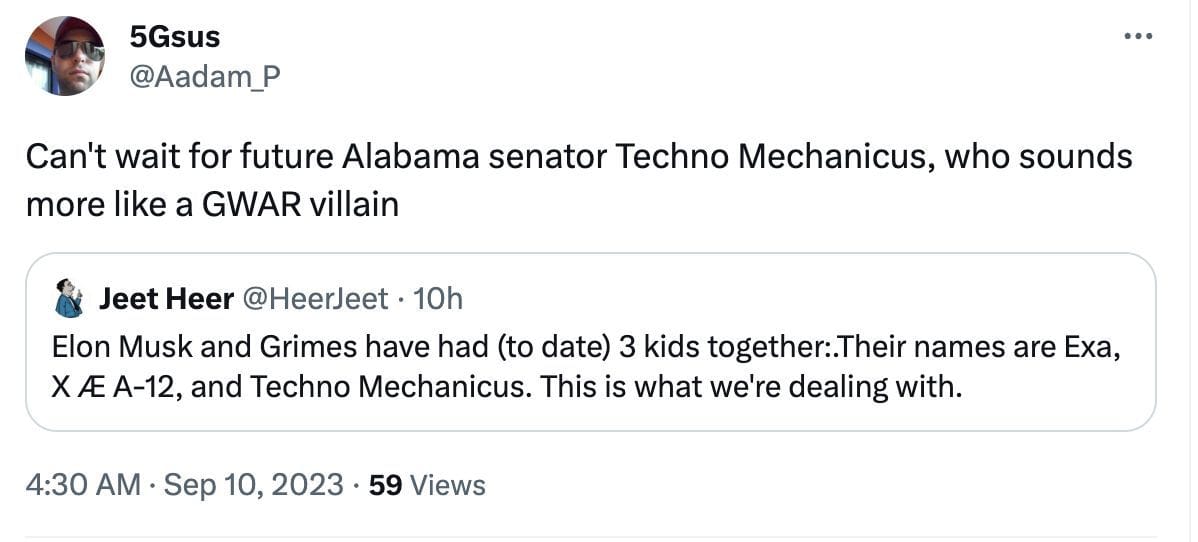 "Sounds more like a GWAR villain": Elon Musk and Grimes supposed third ...