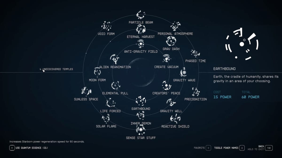 Starfield Earthbound Power guide: How to unlock, cost, effect, and more