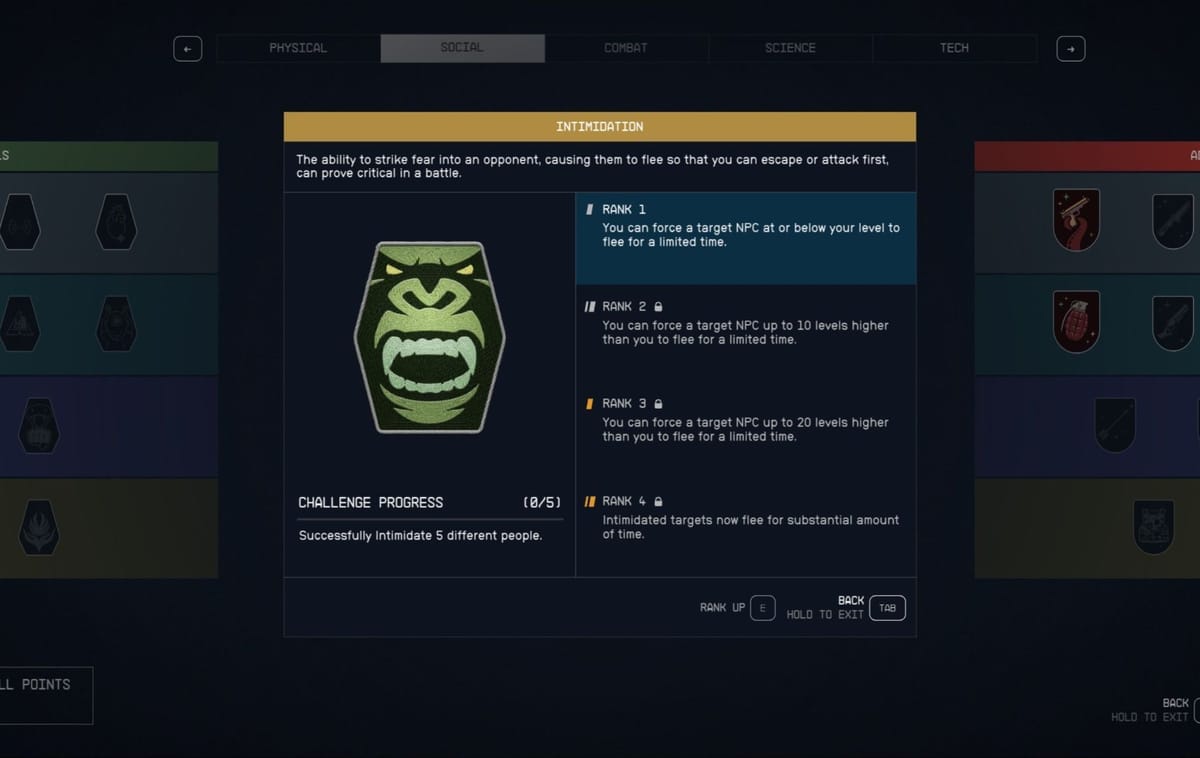 Starfield: Complete Intimidation skill guide