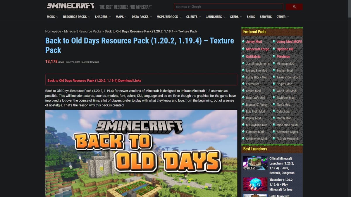 How to get old textures in Minecraft?