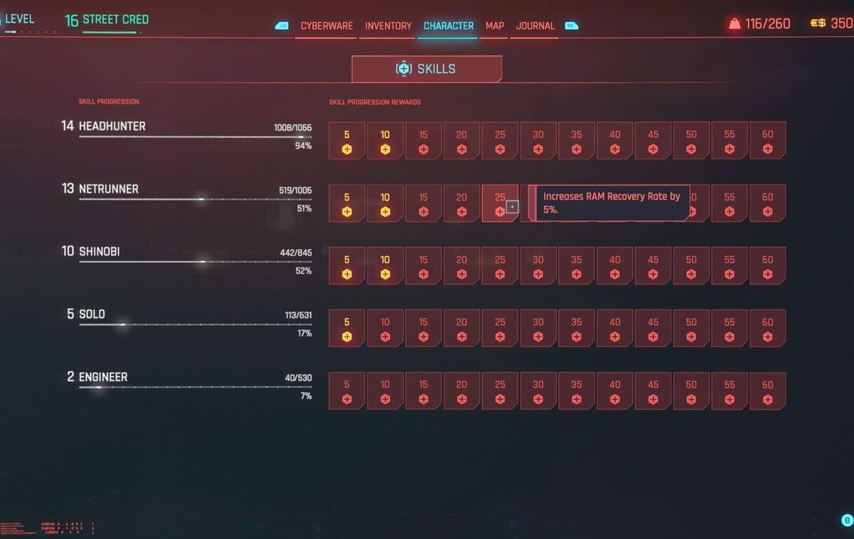 Cyberpunk 2077 Phantom Liberty (2.0): All Netrunner skill progression ...