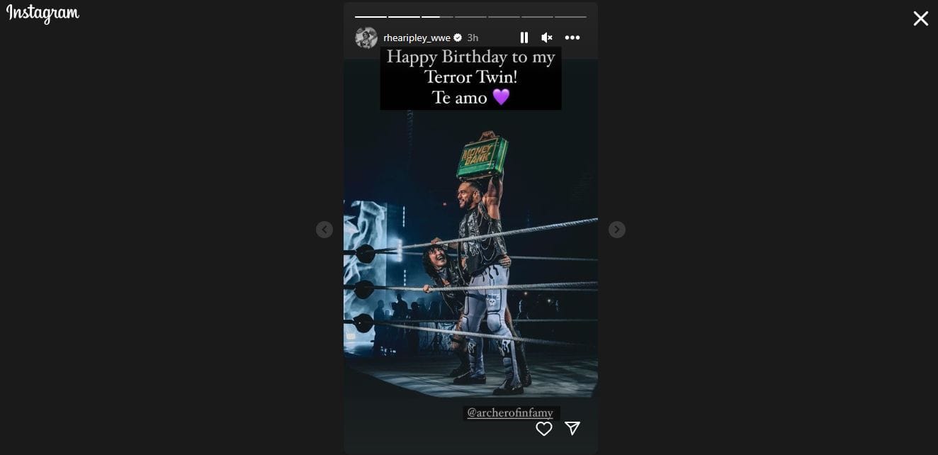 Rhea Ripley wishes Happy Birthday to her 'Terror Twin'