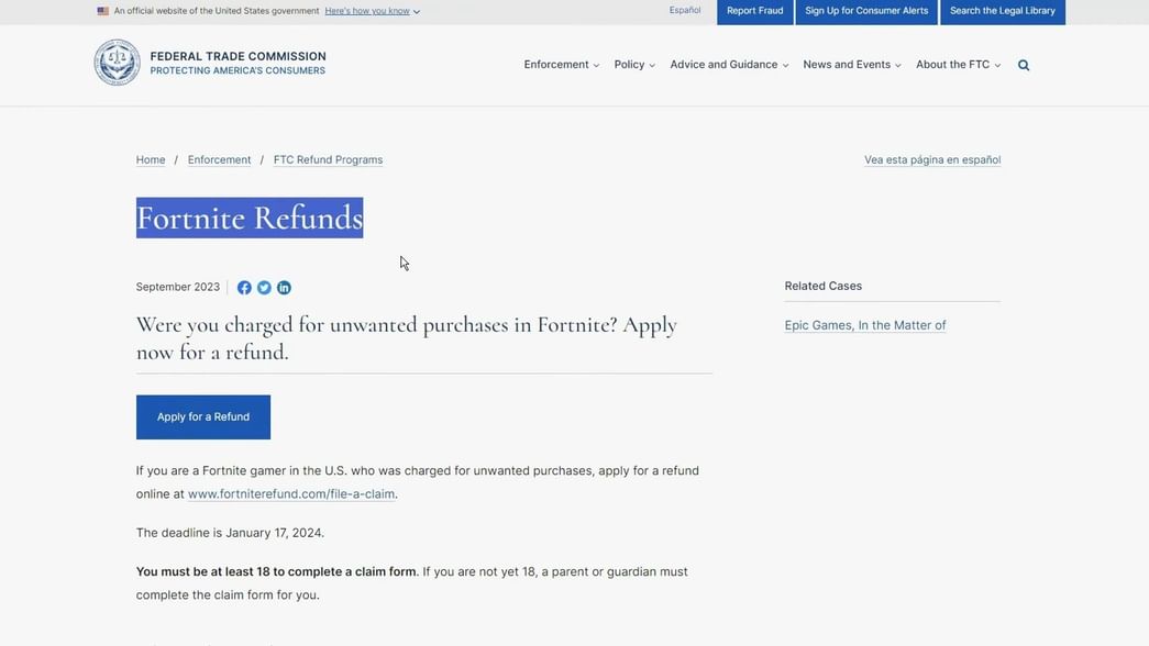Refund: How to claim Fortnite FTC refund in the USA: A step-by-step guide