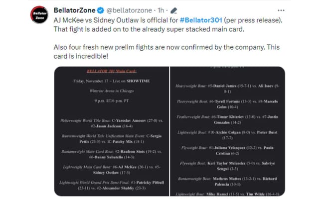 AJ McKee: Bellator 301 update: AJ McKee fight added to already stacked ...