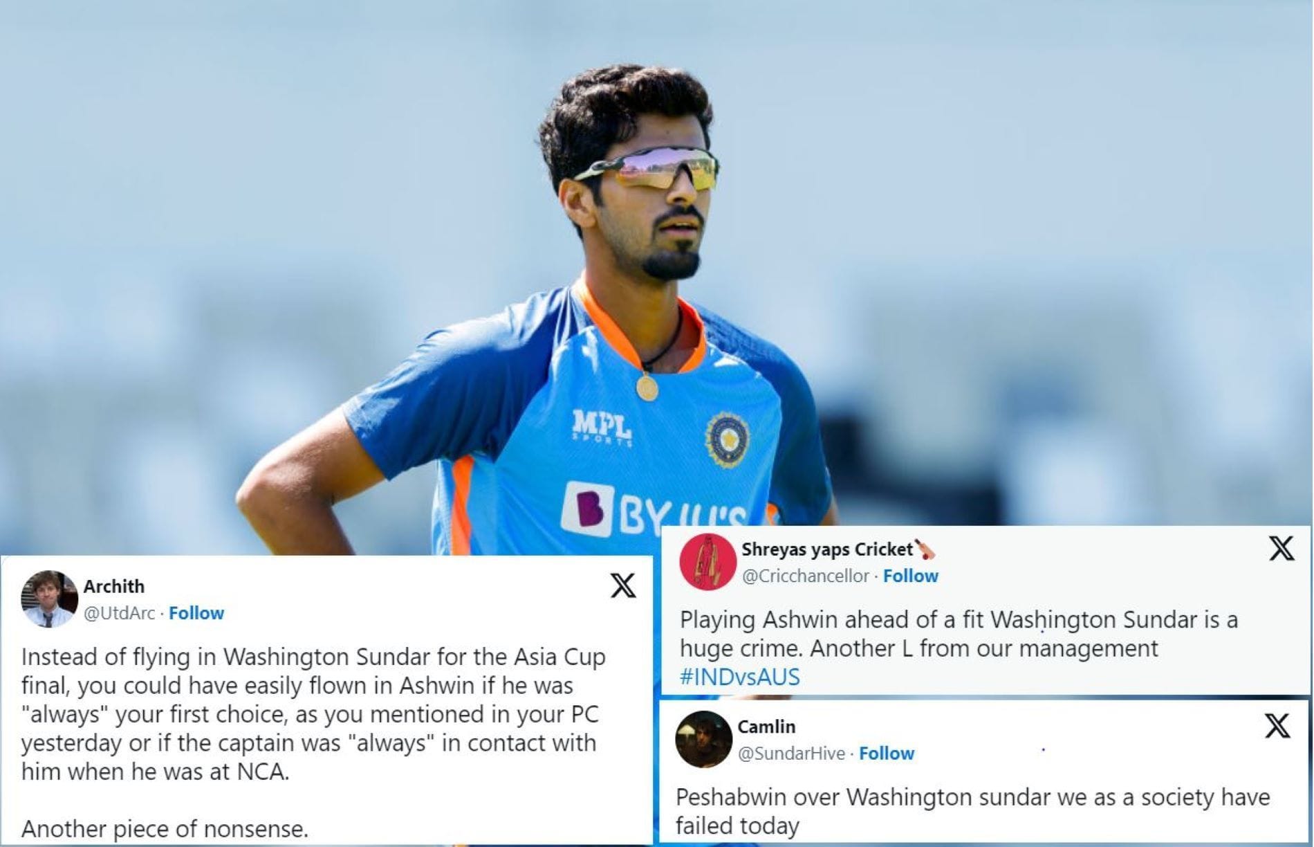 "Another L from our management" - Fans question Washington Sundar's exclusion from playing XI ...