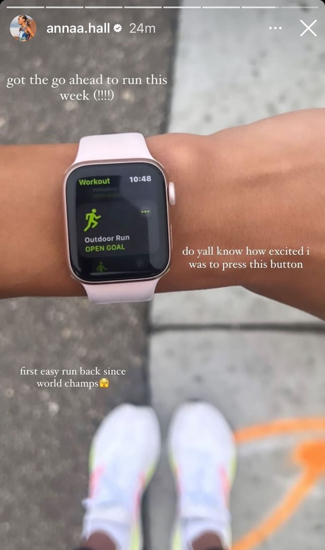 Anna Hall returns to running for the first time since the World ...