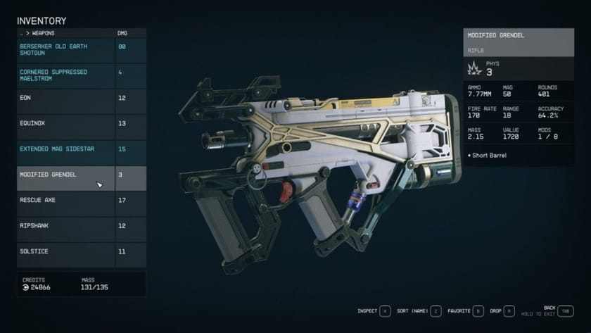 10 best Starfield beginner weapons