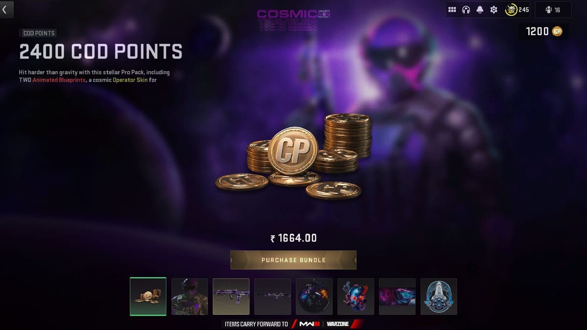 Cosmic Traveler Pro Pack in Warzone 2 and MW2: Price, what's included ...