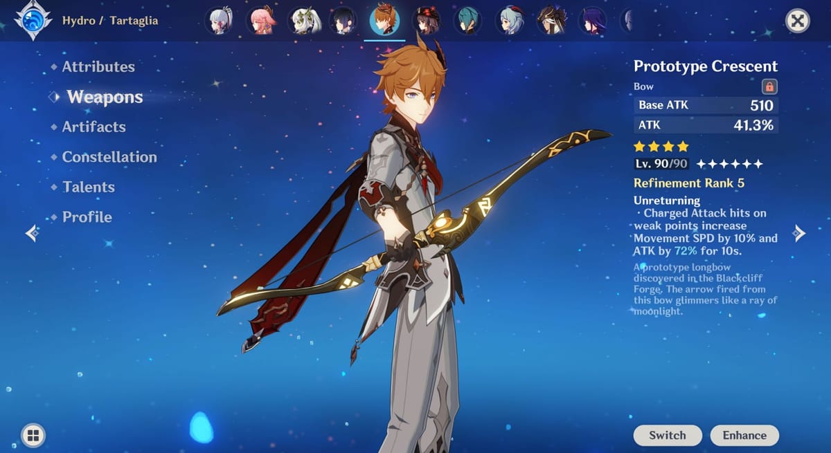 Genshin Impact Childe Tartaglia weapons guide: Best 5-star, 4-star, and ...