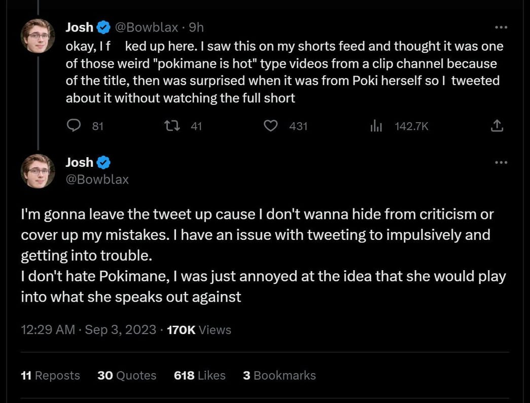"He couldn't even watch a 30s clip" - Pokimane responds to YouTuber ...