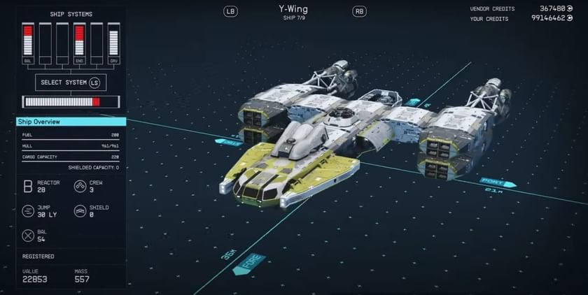 Starfield Star Wars Y-Wing Spaceship guide: Parts, colors, and more