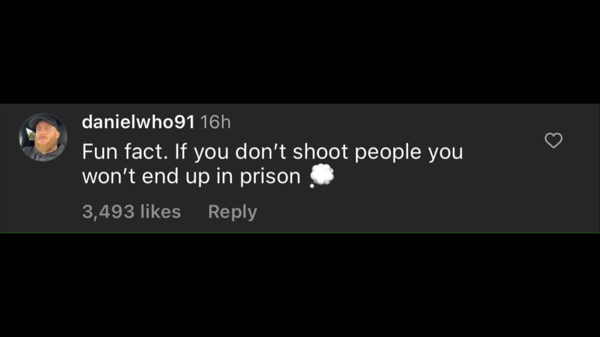 "If you don't shoot people, you won't end up in prison": Internet ...