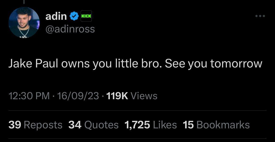 “Jake Paul owns you” - Adin Ross fires shots at KSI, set to host face-off between the YouTuber ...