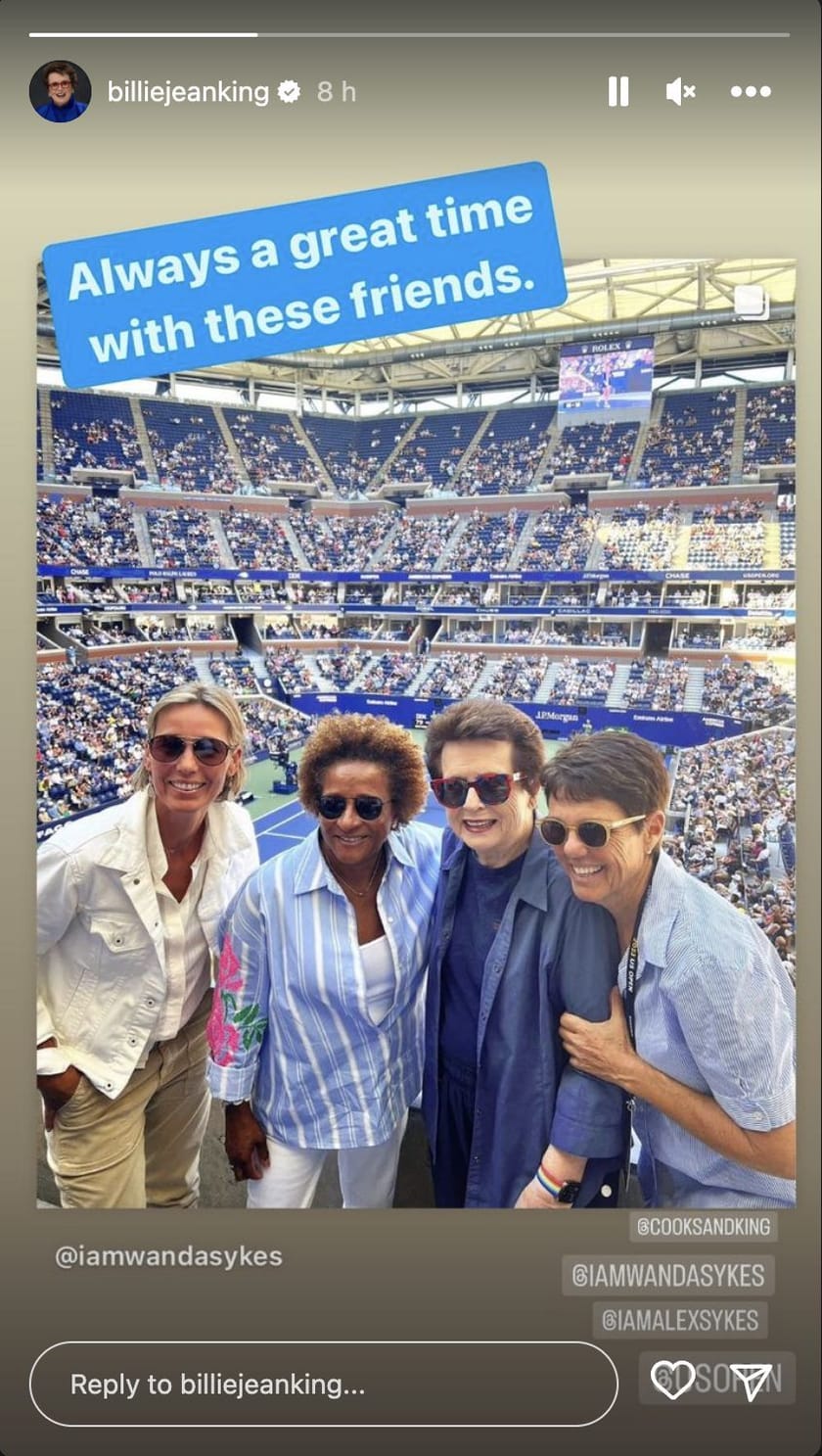 "Always a great time with these friends" - Billie Jean King and wife ...
