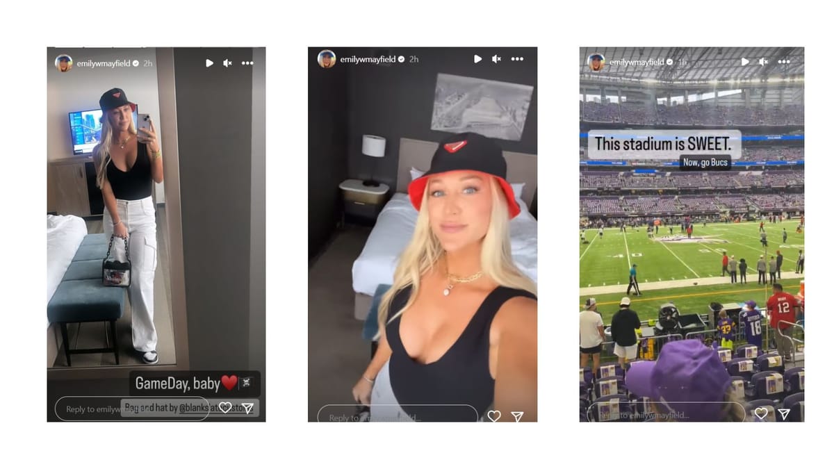 IN PHOTOS: Baker Mayfield's Emily wife turns heads with perfect gameday fit