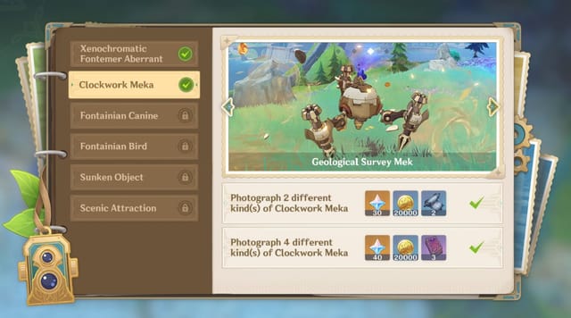 Genshin Impact: Photograph 4 different kinds of Clockwork Meka