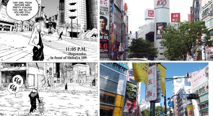 The locations of Jujutsu Kaisen's Shibuya arc: The layout of Shibuya ...