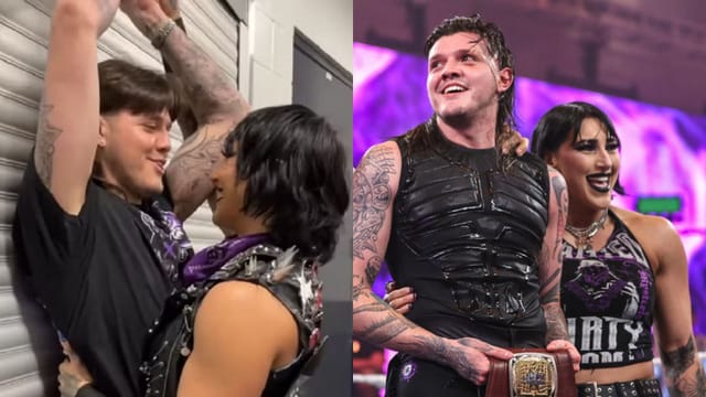 Dominik Mysterio's one-word response to Rhea Ripley kissing him after major WWE title win