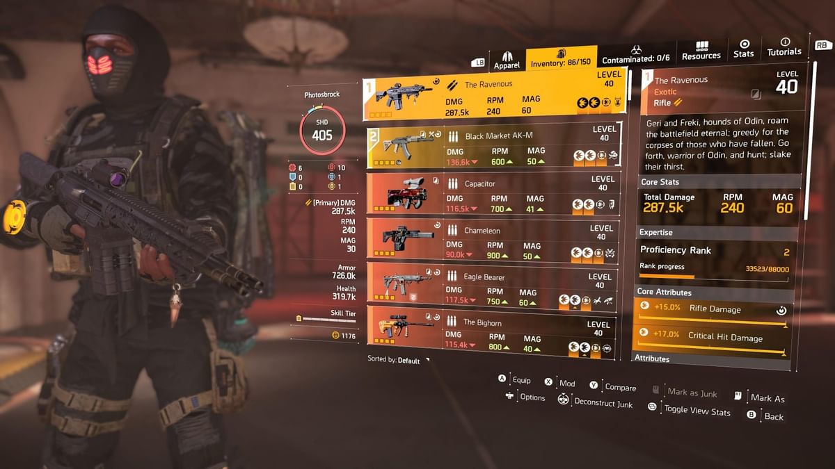 The Division 2 Exotic weapons tier list