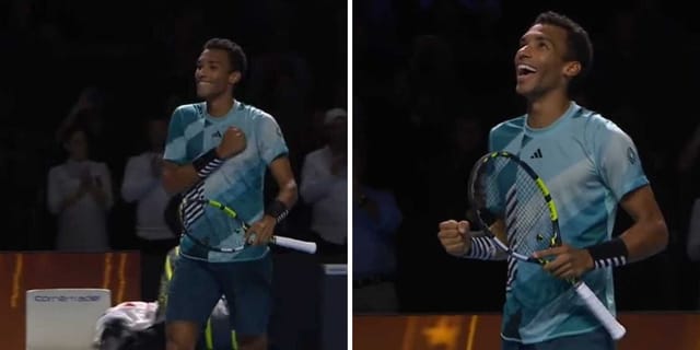 Watch: Felix Auger-Aliassime's ecstatic celebration after winning first ...