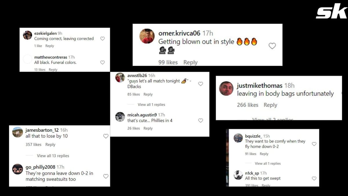 Fans react to D-backs pulling up like gangsters in matching sweatsuits ...