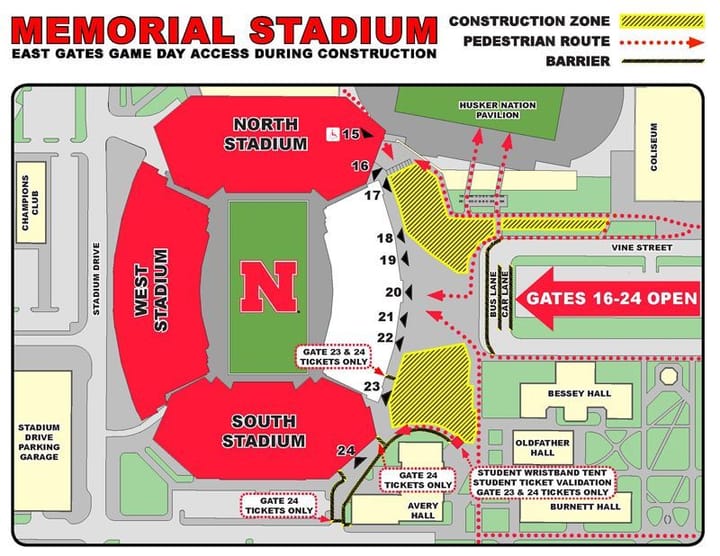 What is Nebraska Memorial Stadium's Capacity?