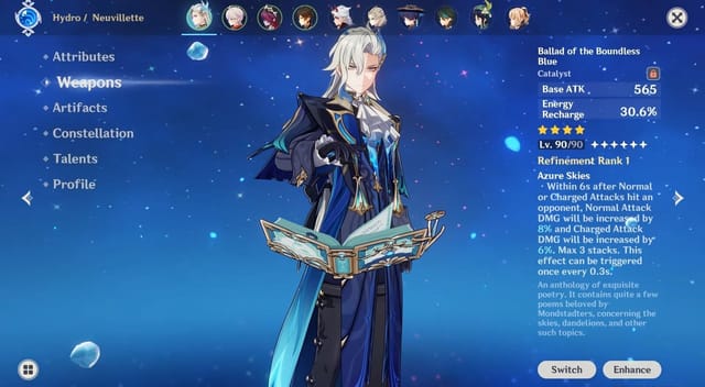 Genshin Impact: Is Ballad of the Boundless Blue good for Neuvillette?