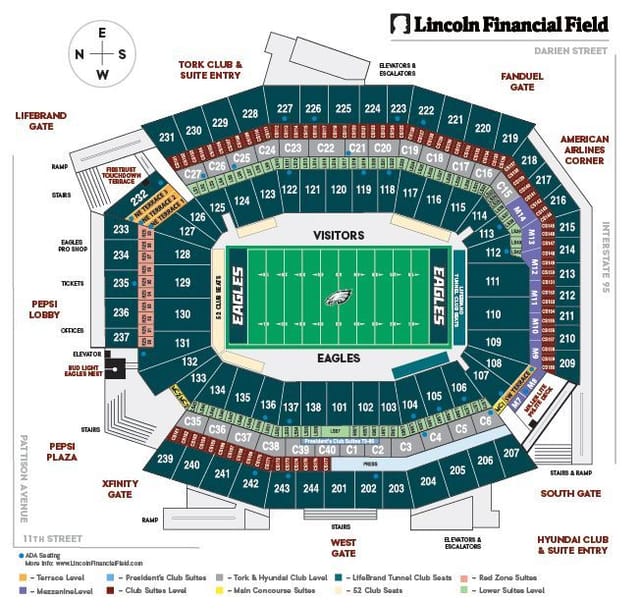 What is the capacity of Lincoln Financial Field Stadium?