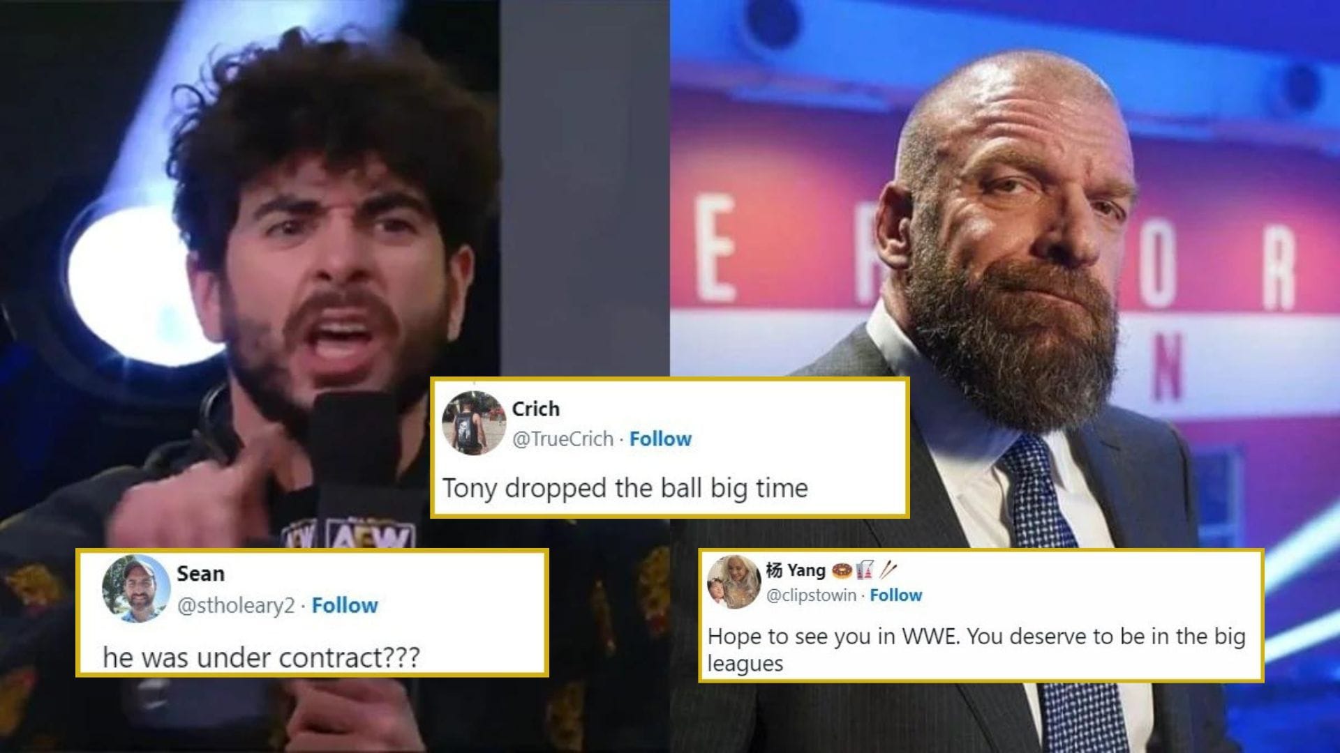 "Hope to see you in WWE," " Tony dropped the ball big time" - Absent ...