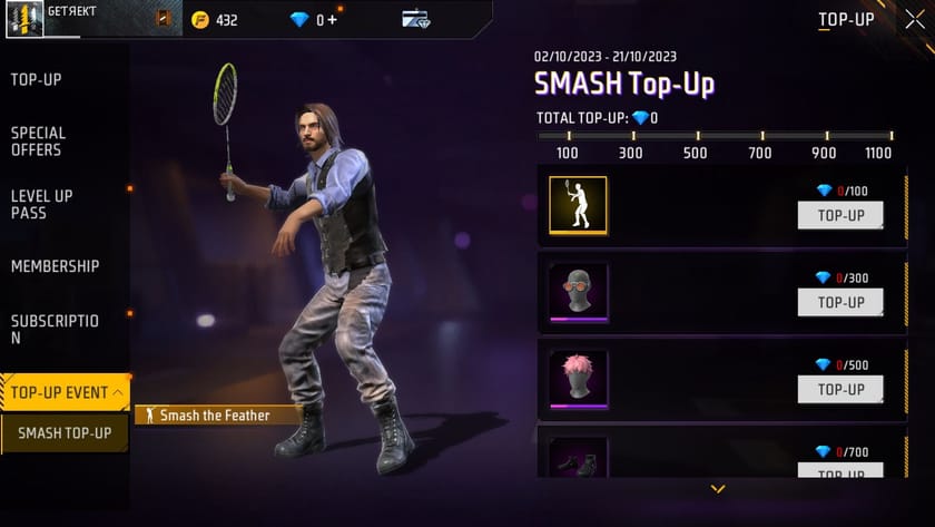 Free Fire Smash Top-Up event guide: Get free Smash the Feather emote ...