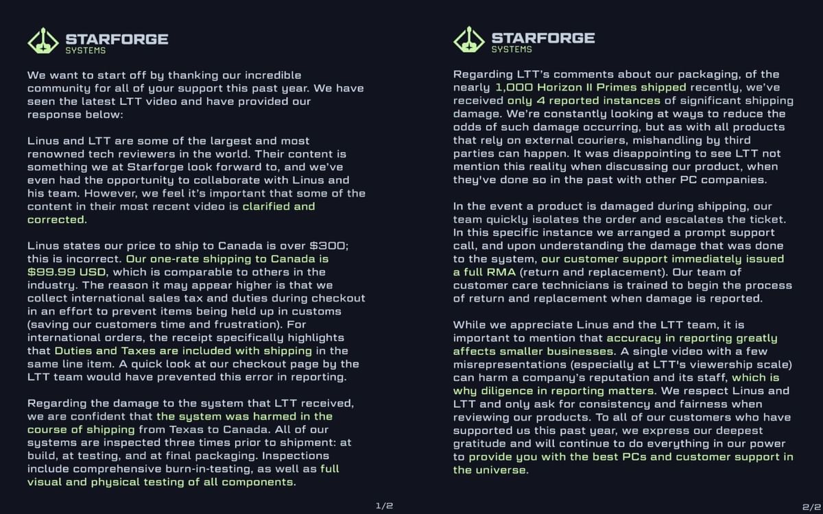 What happened between Starforge Systems and Linus Tech Tips ...