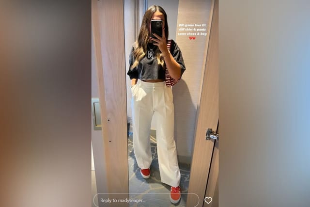 In Photos: Madisyn turns heads at Rangers-Diamondbacks 2023 WS Game 3 ...