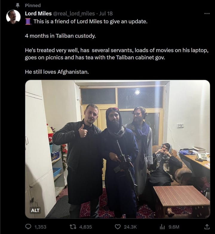 Taliban has released YouTuber Lord Miles after months of holding him ...